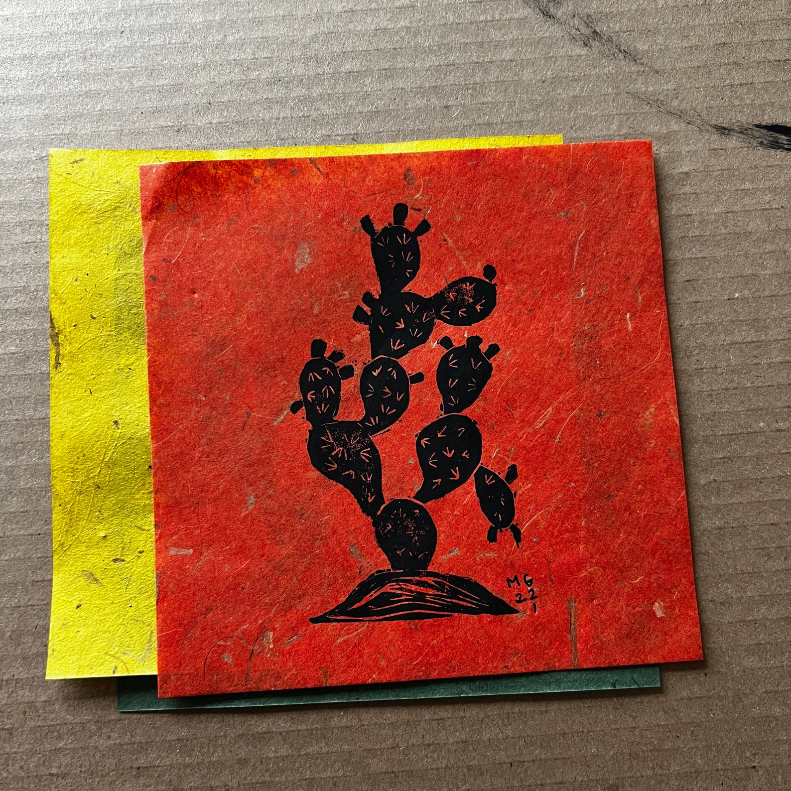 Nopalito 6x6 Original Linocut Print Latina Art - Etsy