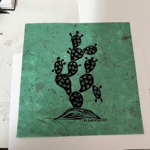 Nopalito 6x6 Original Linocut Print Latina Art - Etsy