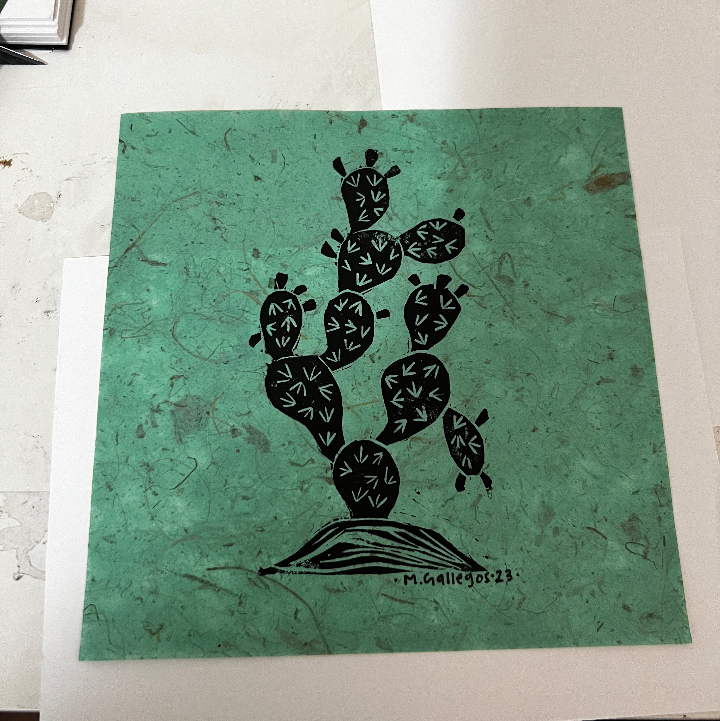 Nopalito 6x6 Original Linocut Print Latina Art - Etsy