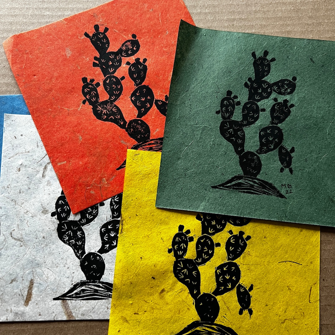 Nopalito 6x6 Original Linocut Print Latina Art - Etsy