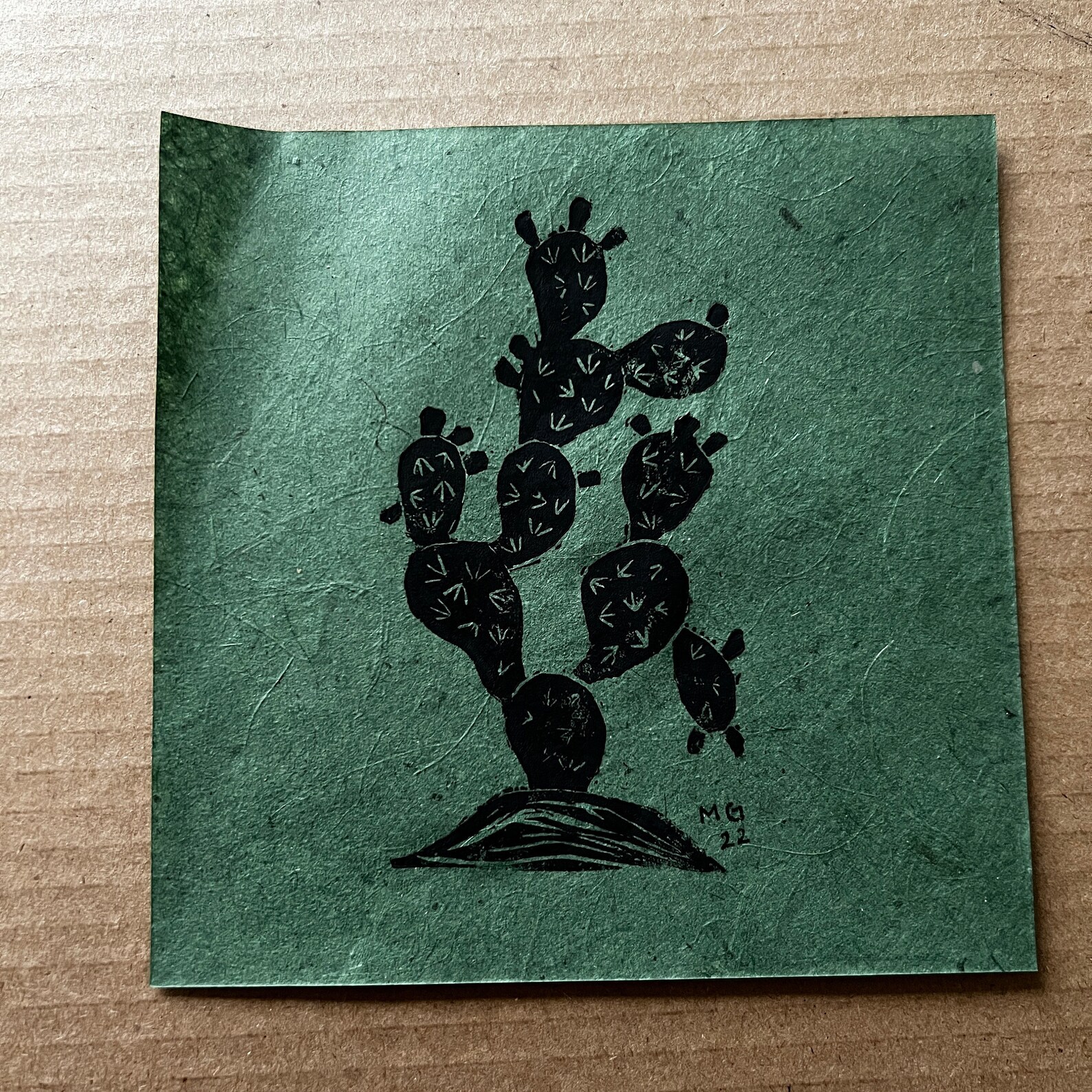 Nopalito 6x6 Original Linocut Print Latina Art - Etsy