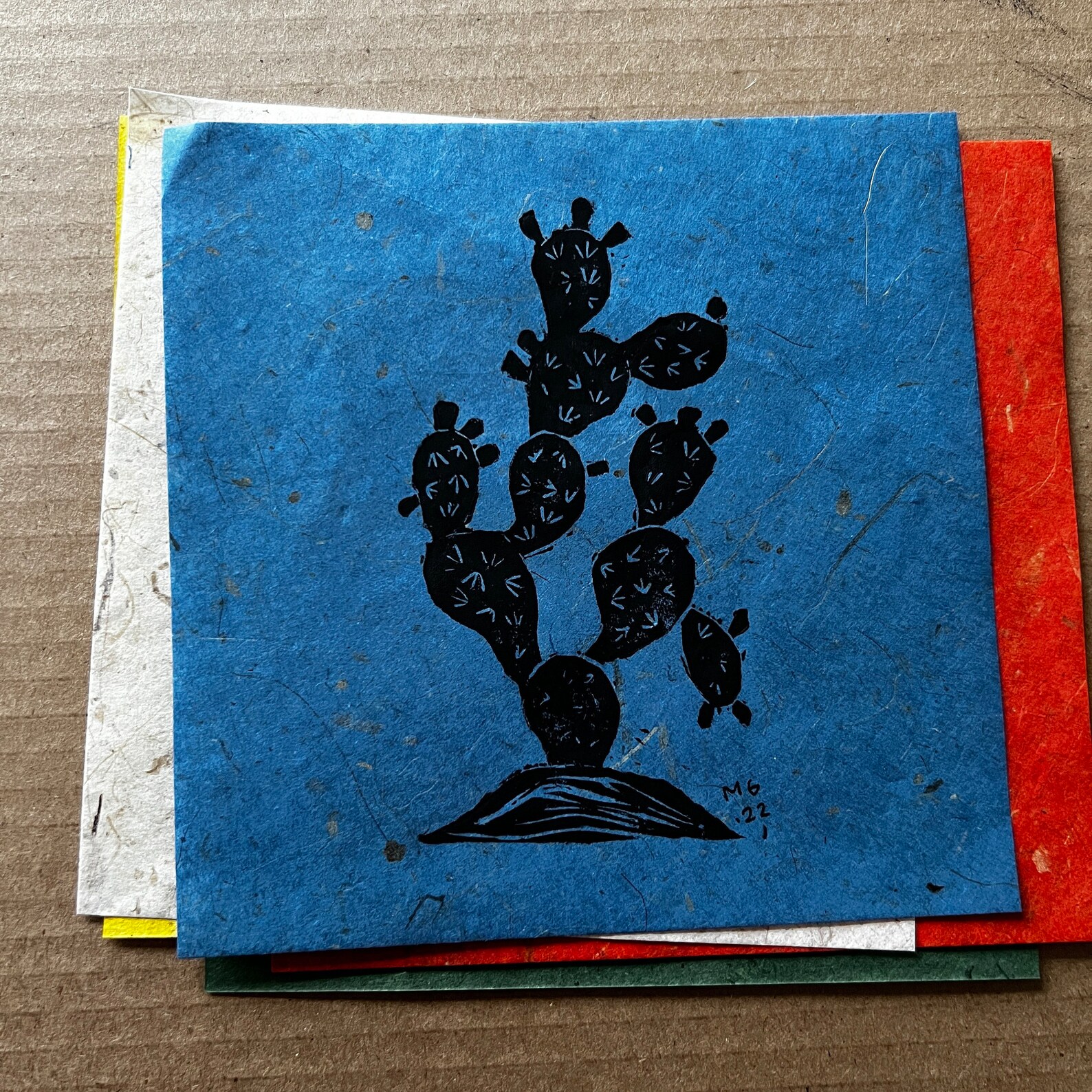 Nopalito 6x6 Original Linocut Print Latina Art - Etsy