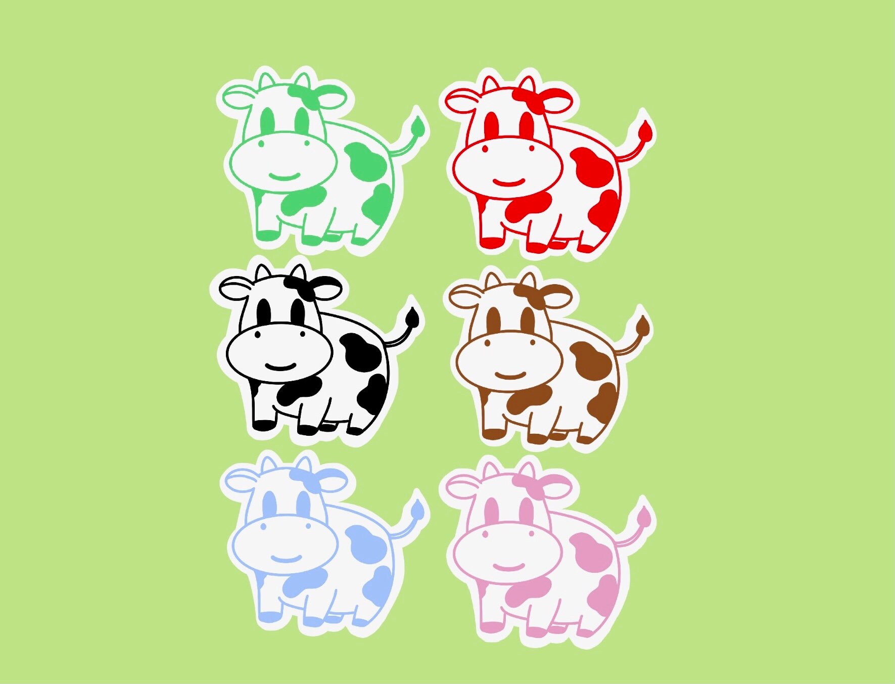 Happy Cow Sticker Sheet Vacas multicolores Paquete de | Etsy