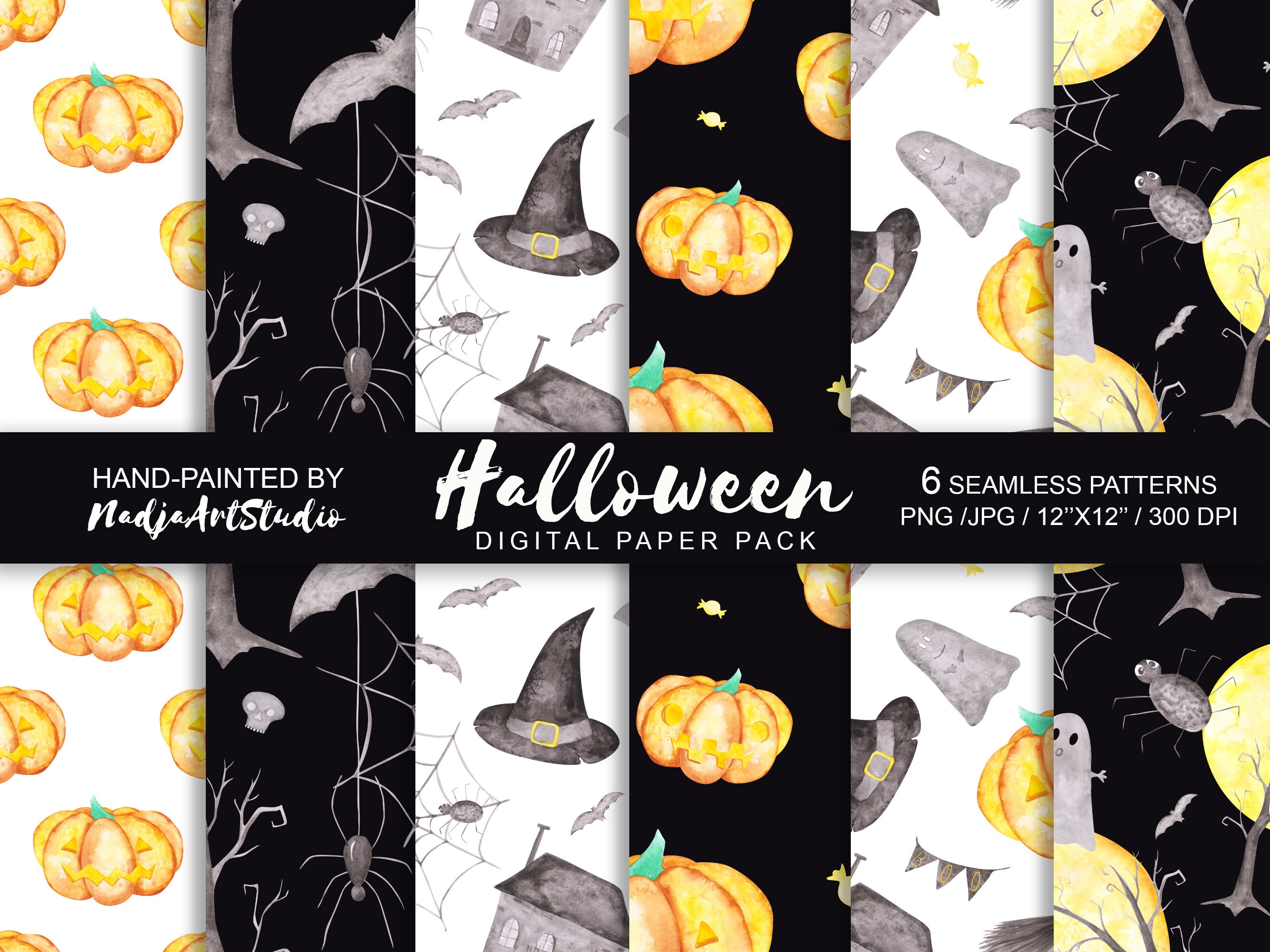 Halloween Digital Paper Pack Pumpkin Digital Paper Witchy - Etsy