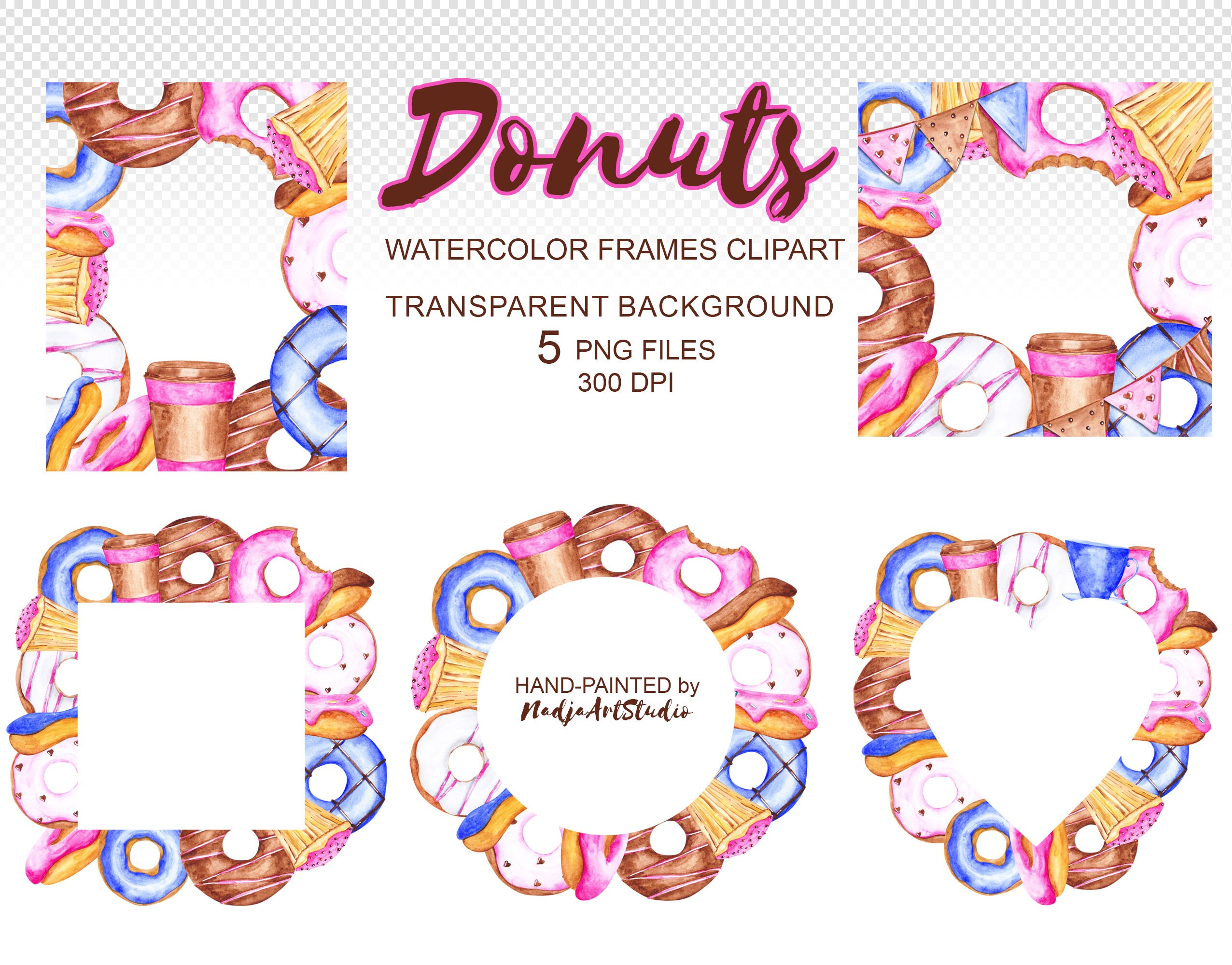 Donut Clipart Instant Download Bakery Clipart Sweets - Etsy