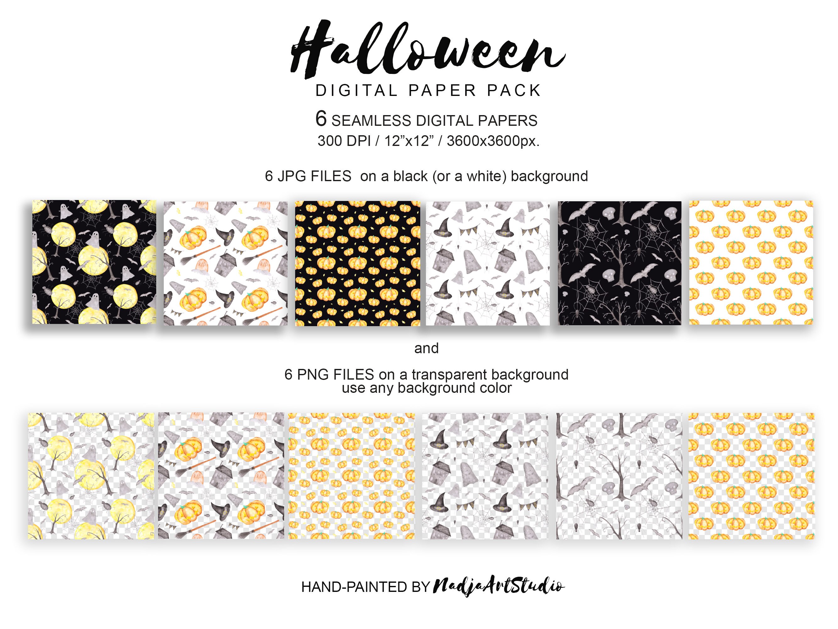 Halloween Digital Paper Pack Pumpkin Digital Paper Witchy - Etsy