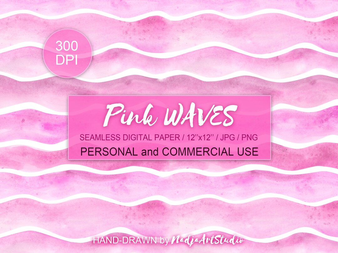 Pink Waves Digital Paper Ocean Digital Paper Instant - Etsy