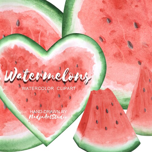 Watercolor Watermelon Clipart Set for Summer Party | Etsy