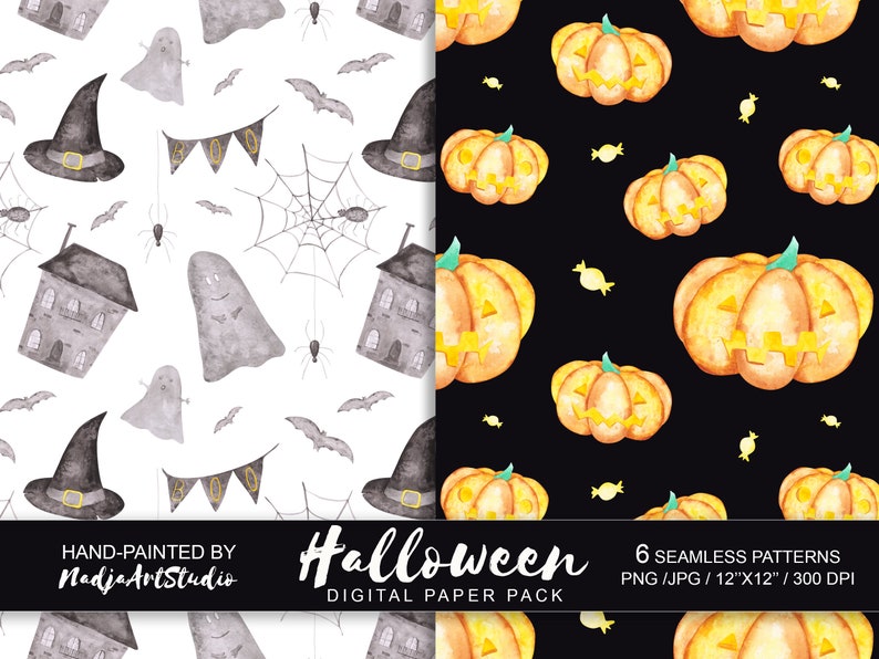 Halloween Digital Paper Pack Pumpkin Digital Paper Witchy - Etsy