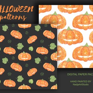 Halloween Digital Paper Pack Watercolor Pumpkin Instant - Etsy