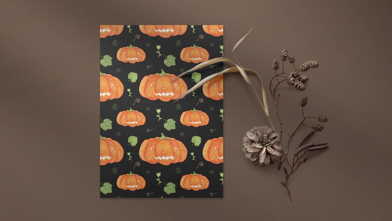 Halloween Digital Paper Pack Watercolor Pumpkin Instant - Etsy