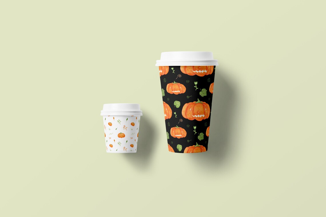 Halloween Digital Paper Pack Watercolor Pumpkin Instant - Etsy