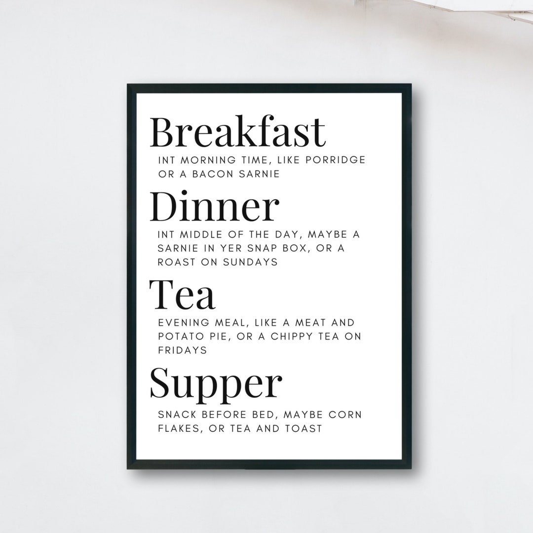 Yorkshire Translation Poster - Northern Meal Times - INSTANT DOWNLOAD ...