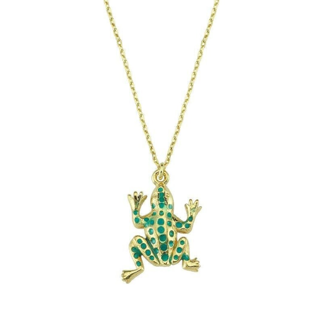 Frog Gold Necklace 14K Solid Gold Animal Charm Minimalist - Etsy