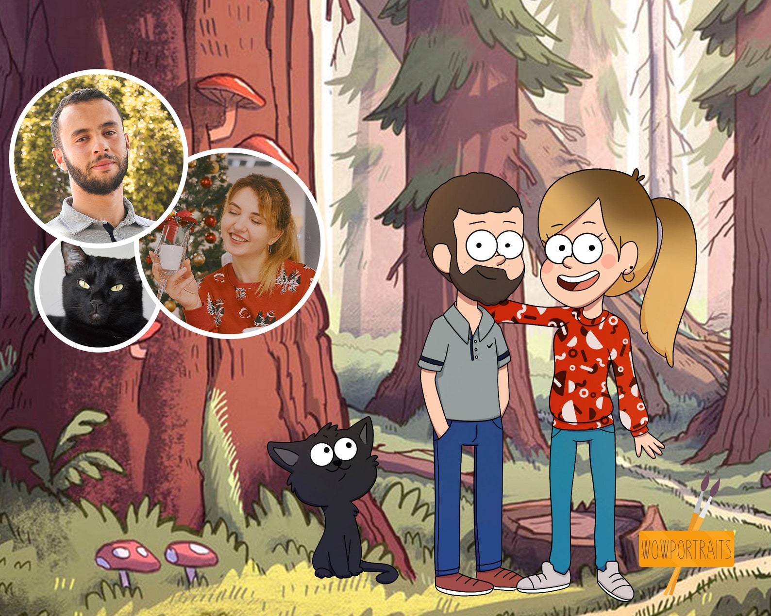 Best Friend Portrait, Custom Painted Cartoon Character, Custom Drawn ...
