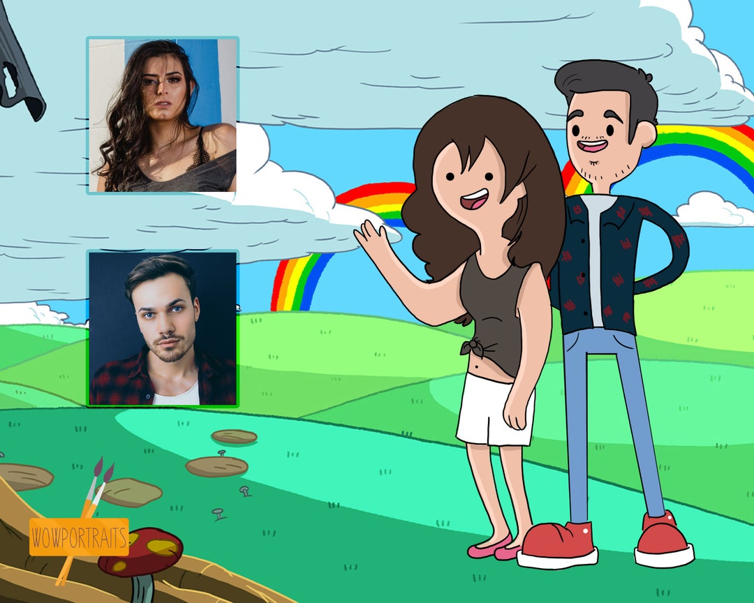 Cartoon Portrait, Adventure Time Digital Portrait, Digital Cartoon Art ...