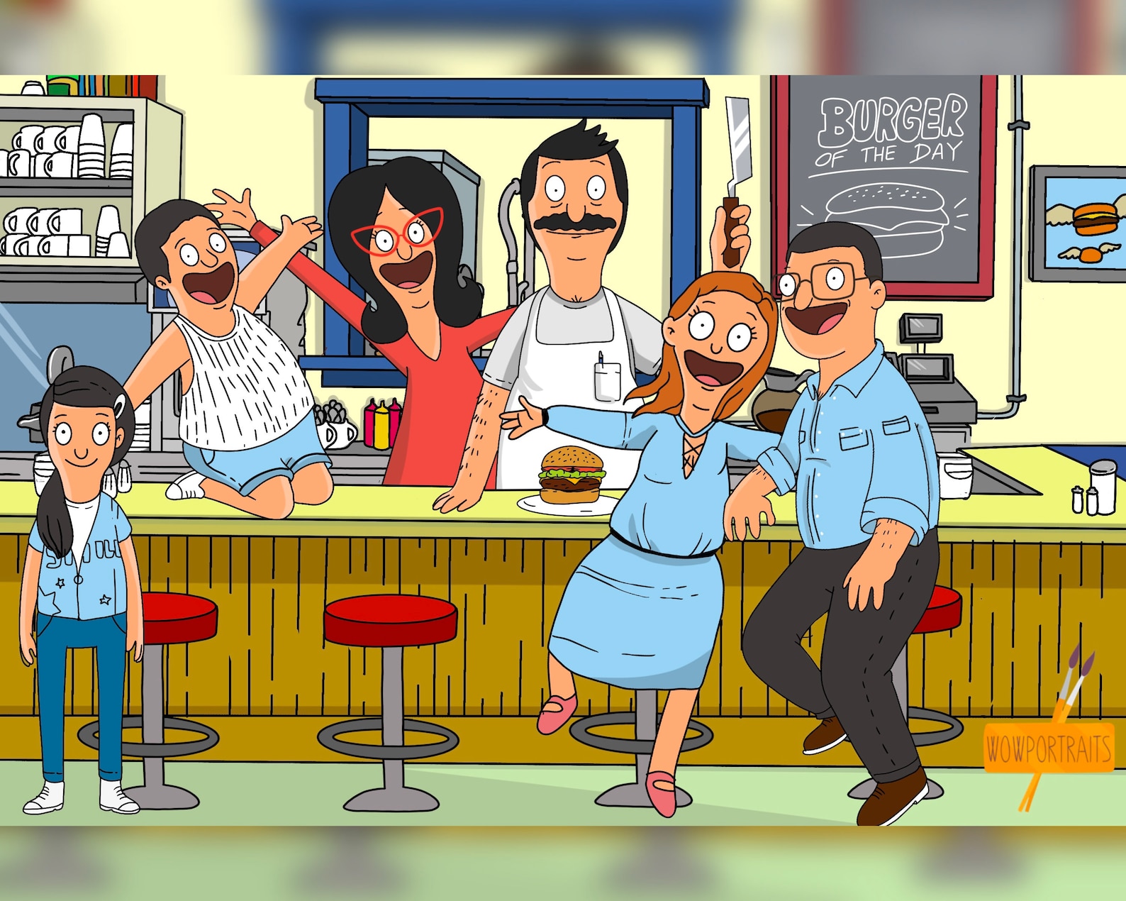 Bob's Burgers Custom Portrait Personalized Bob's | Etsy