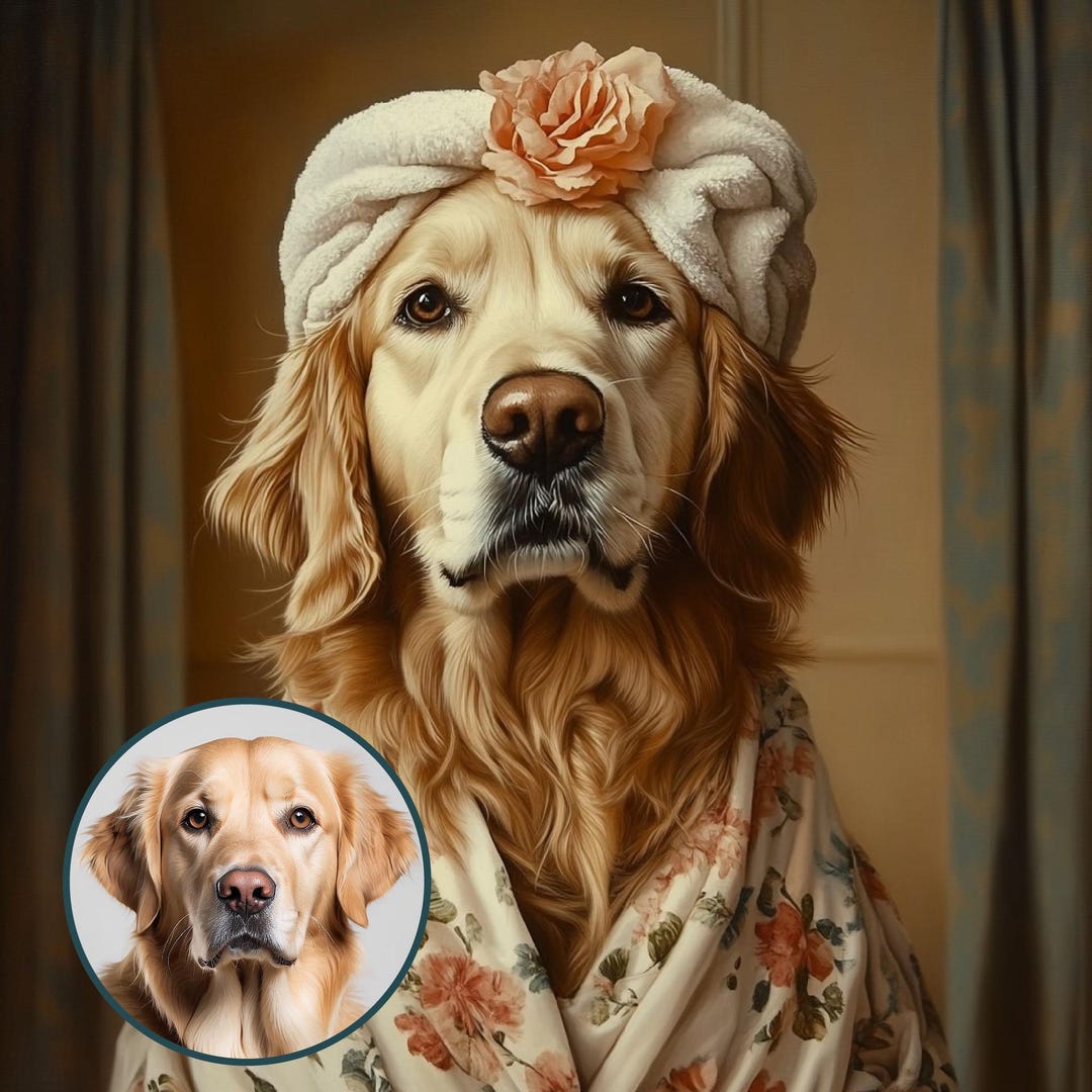 Custom Dog Portrait From Photo, Funny Pet Portrait, Bathroom Decor, Dog ...