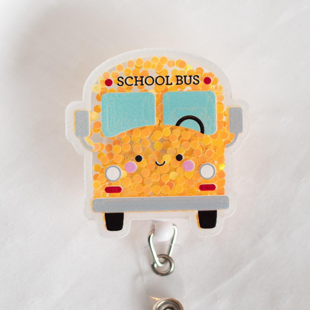 Kawaii Cutie Glitter Yellow School Bus Driver ID Badges Keys Perfect ...