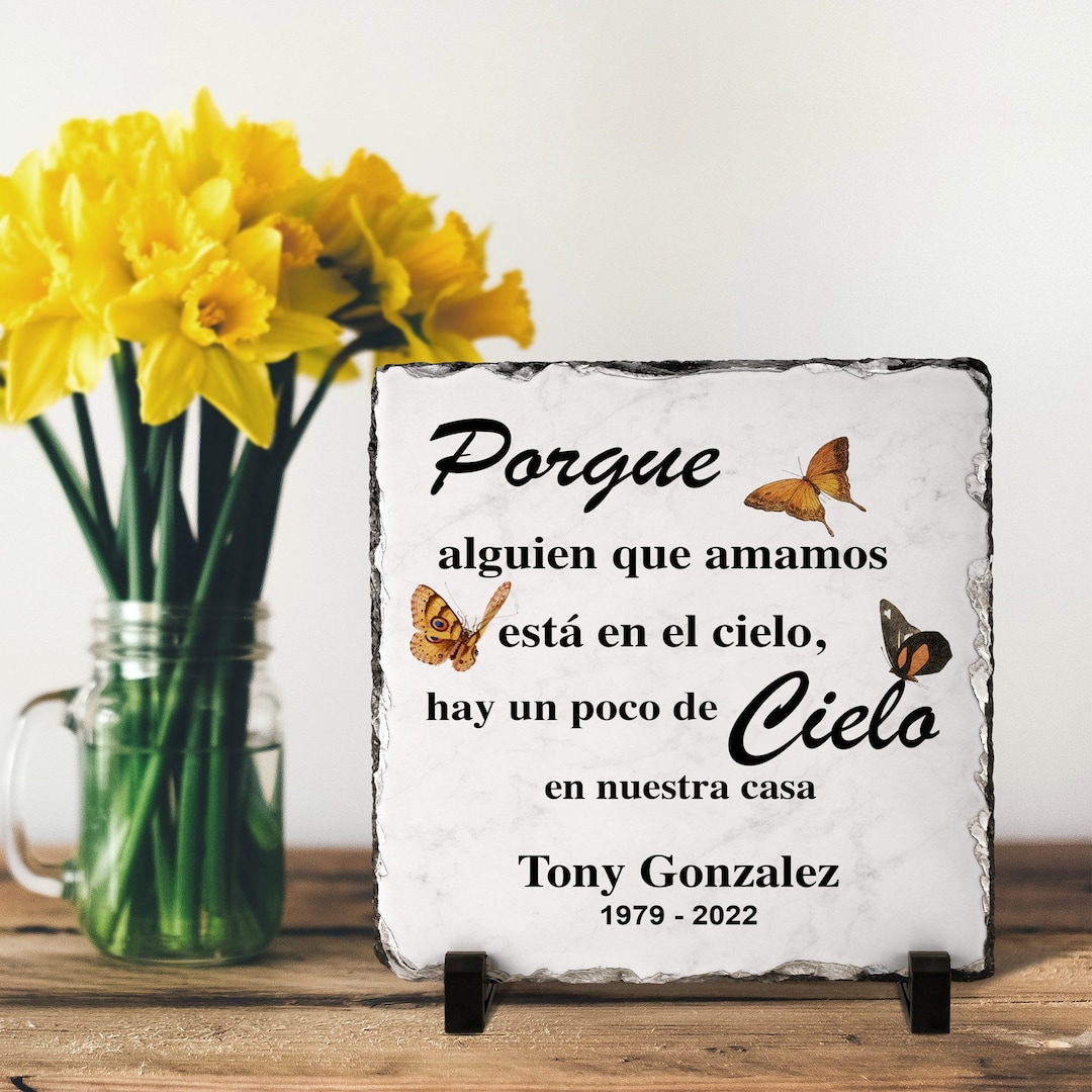 Memorial Gift in Spanish Slate Plaque, Sympathy Gifts in Spanish ...