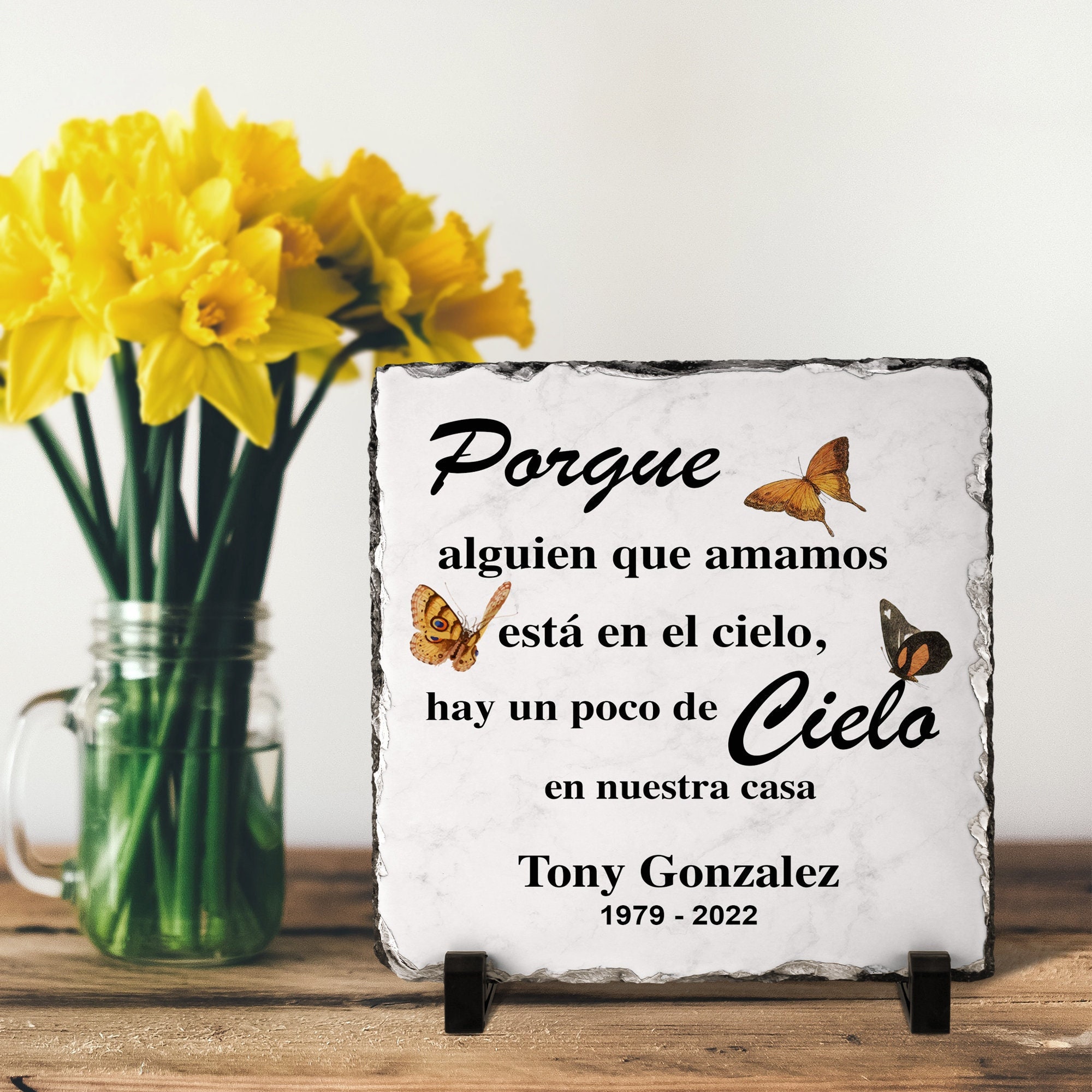 Memorial Gift in Spanish Slate Plaque, Sympathy Gifts in Spanish ...
