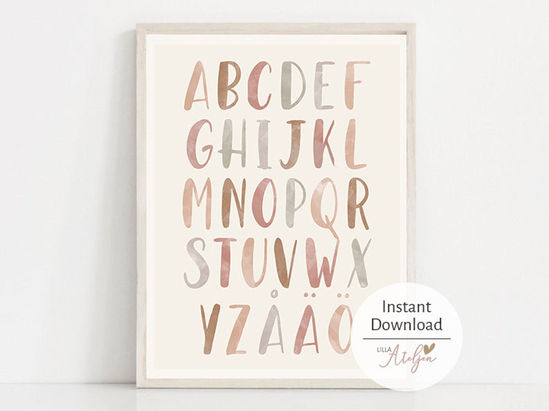 Swedish Alphabet Poster | Nursery Print | ABCD Wall Poster | Kids ...