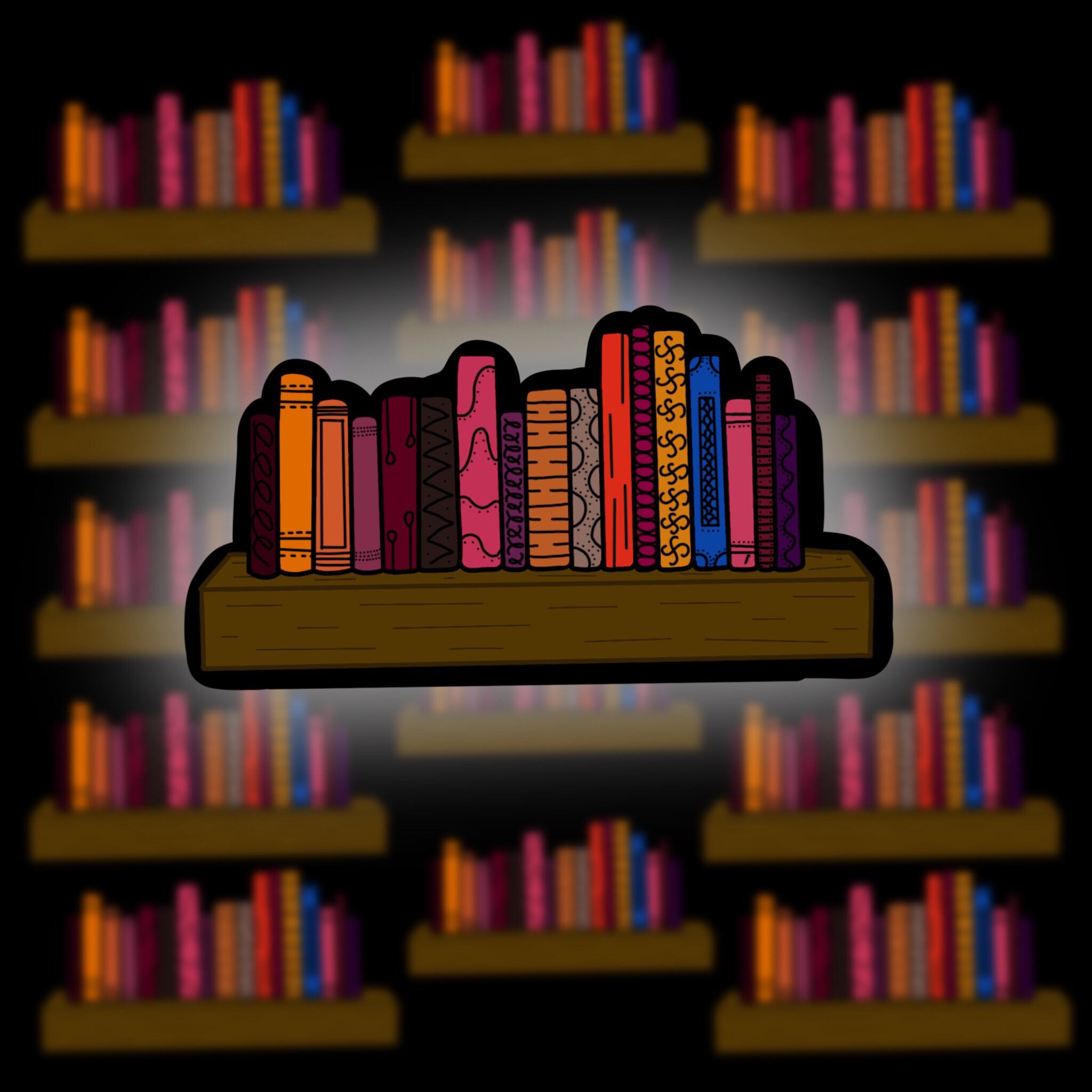 Books on a shelf sticker waterproof decal | Etsy