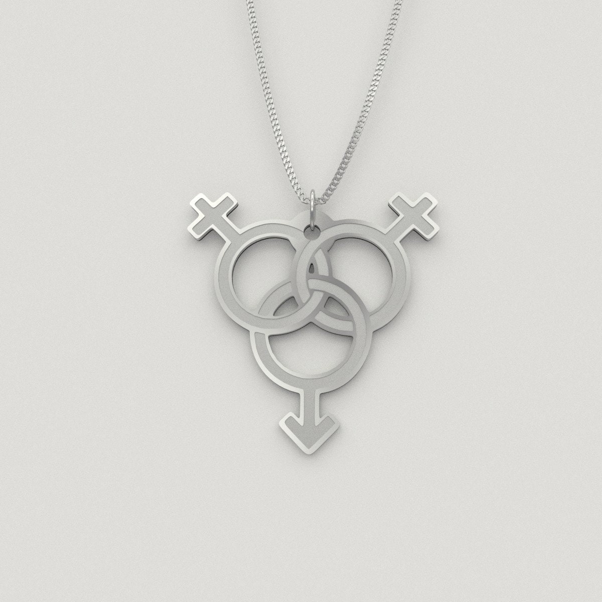 Throuple Gender Sign Sterling Silver Necklace 2 Female 1 | Etsy Canada