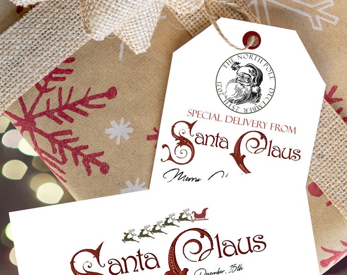 Gift Tag and Christmas Letter Bundle Special Delivery From Santa Claus ...