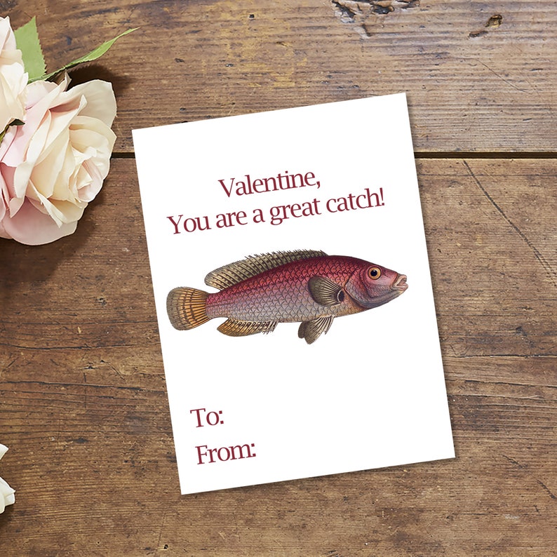 Printable Fish Valentine's Cards for Kids- Digital Download - Etsy