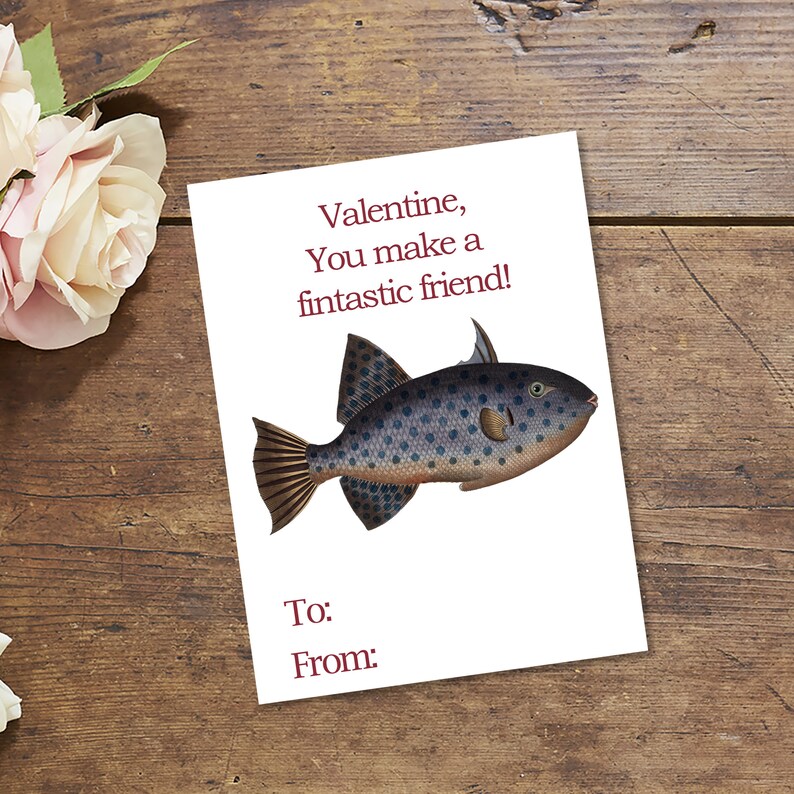 Personalized and Printable Fish Valentine's Cards for Kids- Digital ...