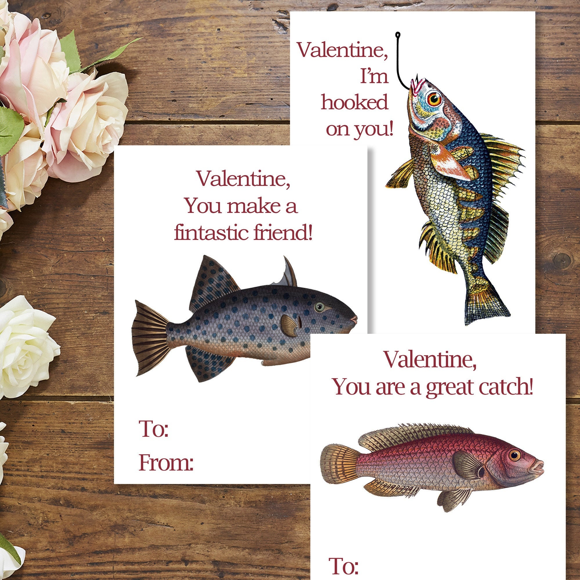 Printable Fish Valentine's Cards for Kids Digital | Etsy