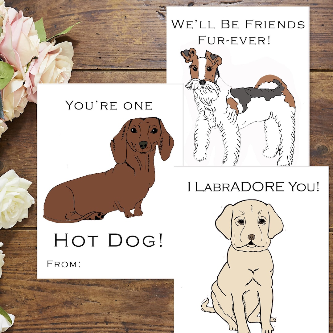 Printable Puppy & Dog Valentines for Kids- Digital Download - Etsy