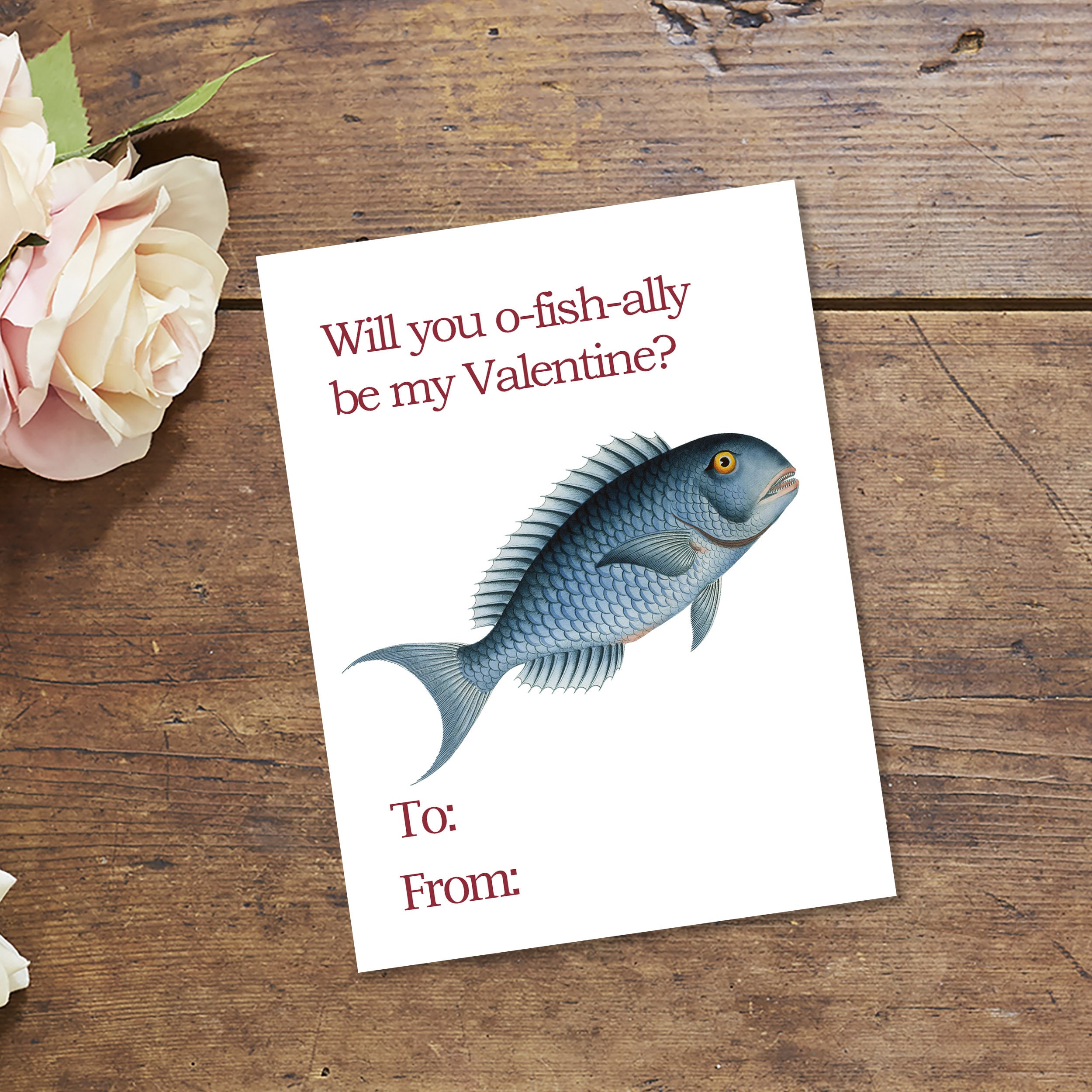 Printable Fish Valentine's Cards for Kids Digital | Etsy