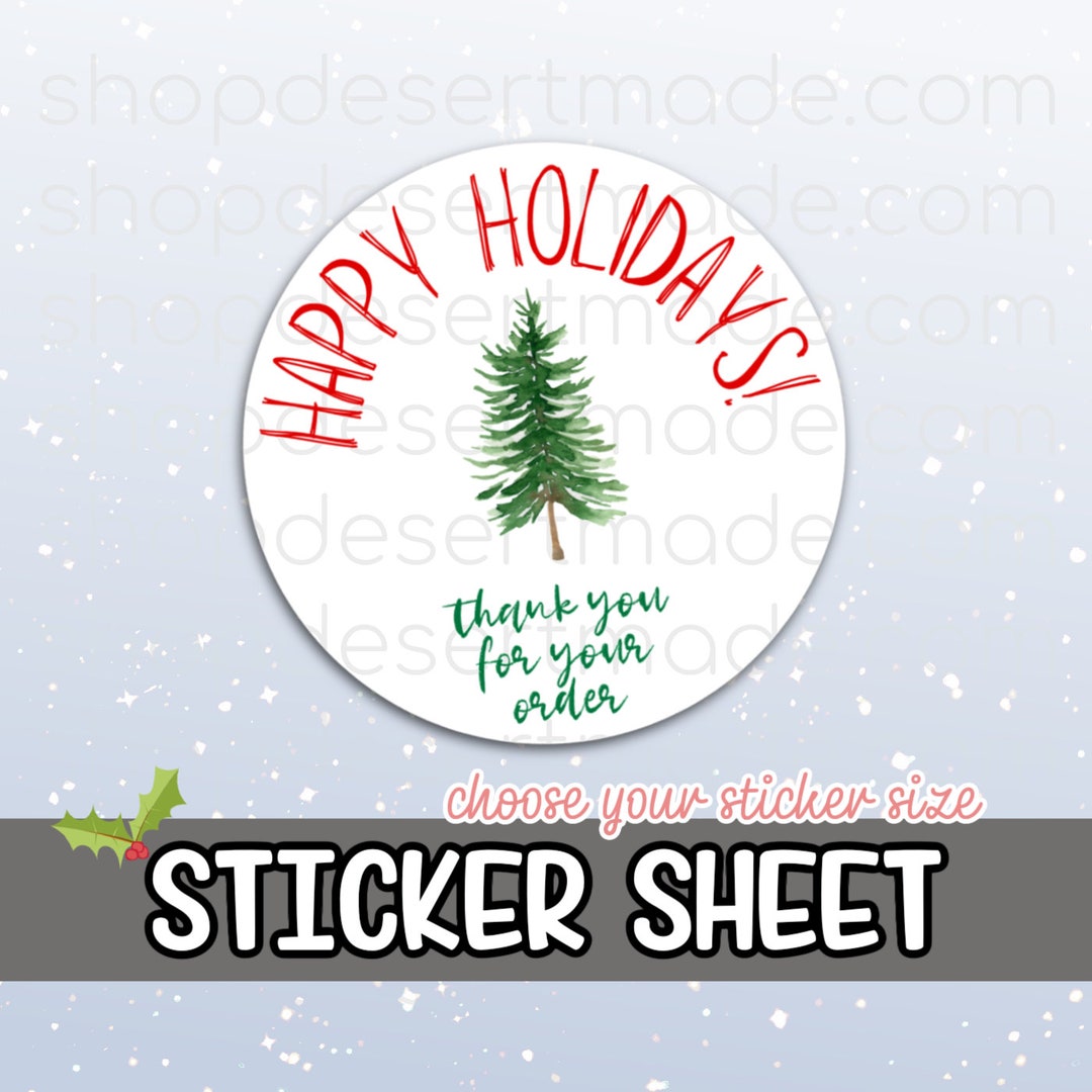 Happy Holidays Thank You Stickers Etsy Shop Small Package Stickers ...