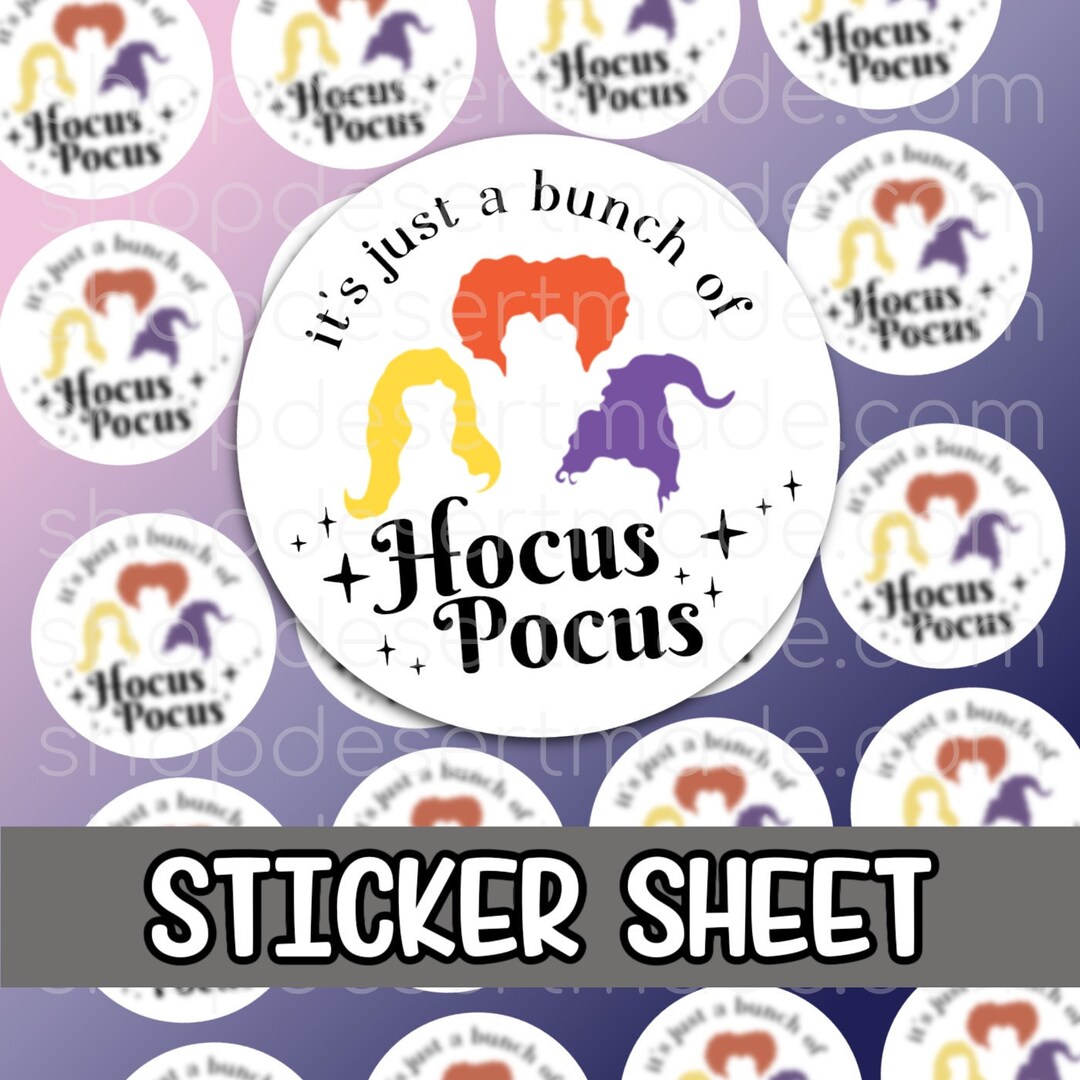 It's Just a Bunch of Hocus Pocus Halloween Goodie Bag Stickers Small ...