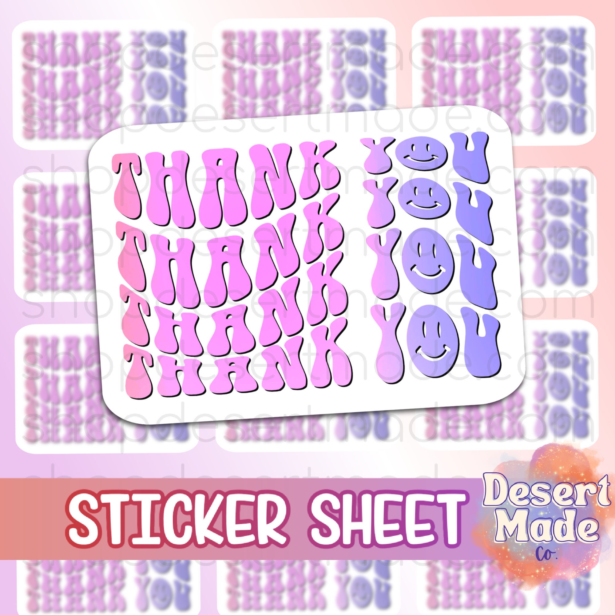 Thank You Groovy Smiley Face Stickers Etsy Shop Package Stickers Small ...