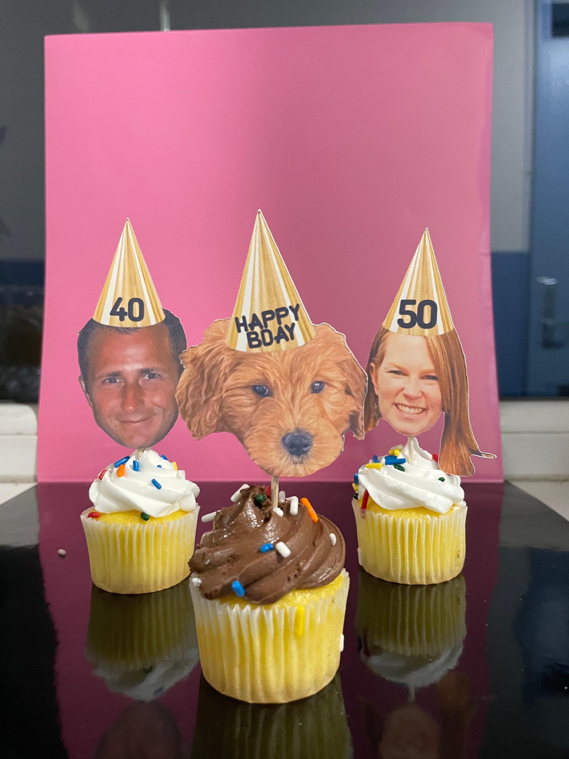 24 Custom Face or Logo Cupcake Toppers - Etsy