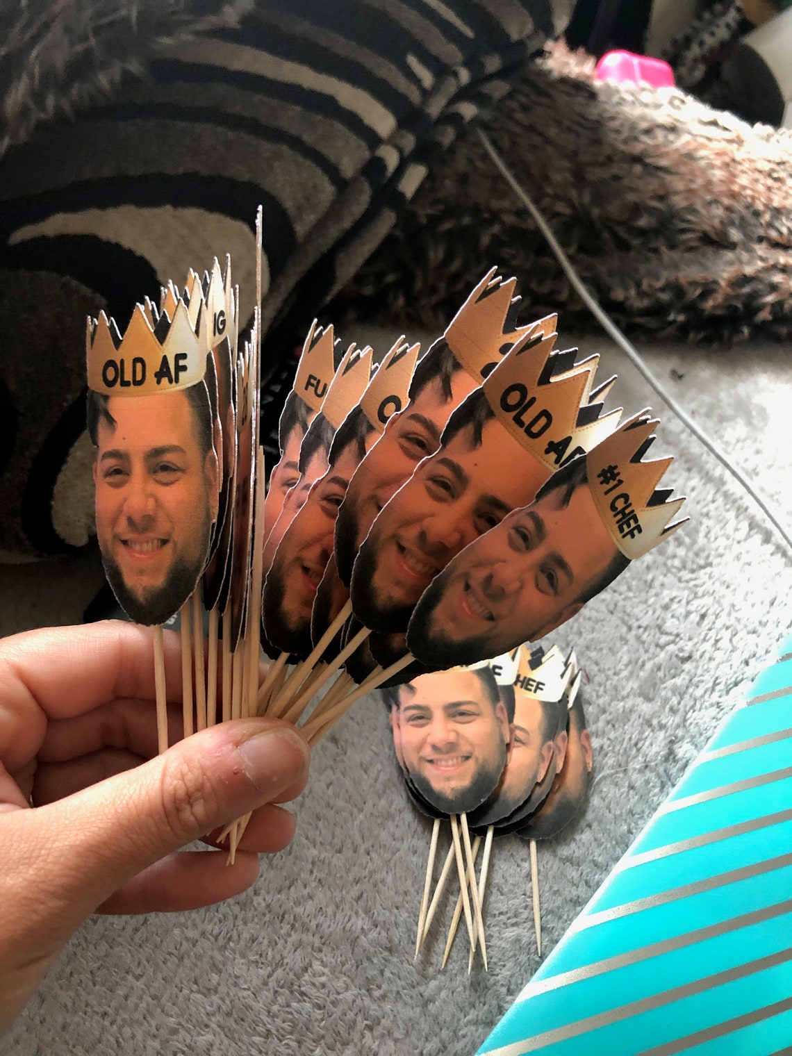 24 Custom Face or Logo Cupcake Toppers - Etsy