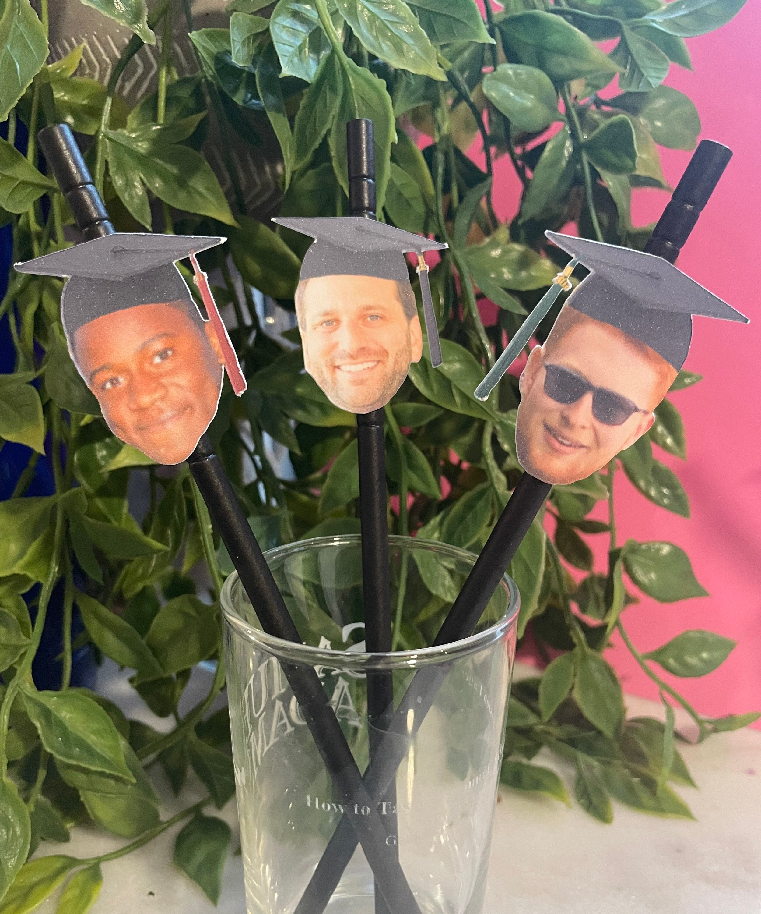 12 Custom Graduation Face With Cap Party Straws - Etsy