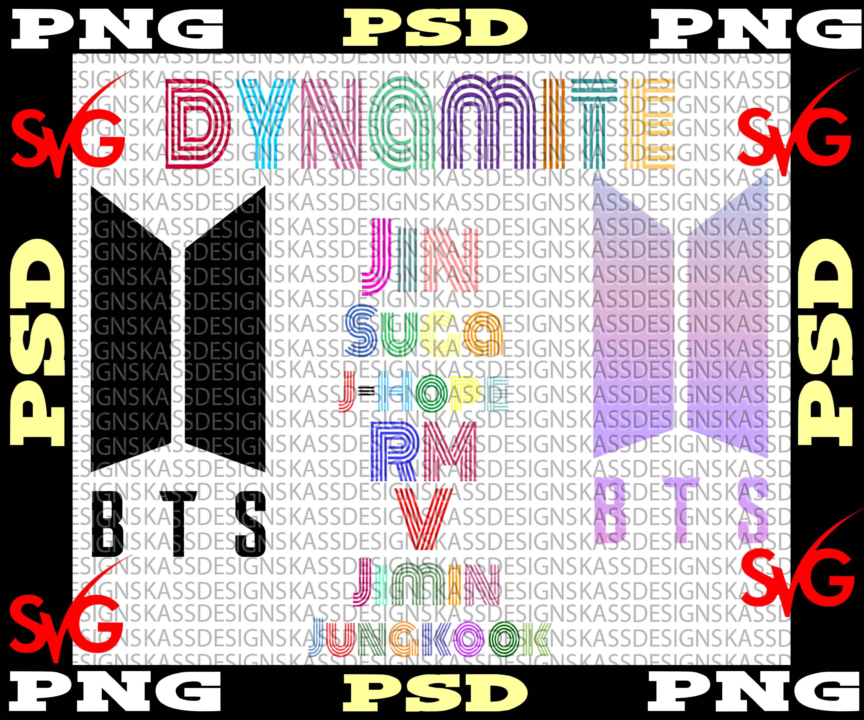 BTS Dynamite Sublimation Psd File ,five Clipart Pack With All Member ...