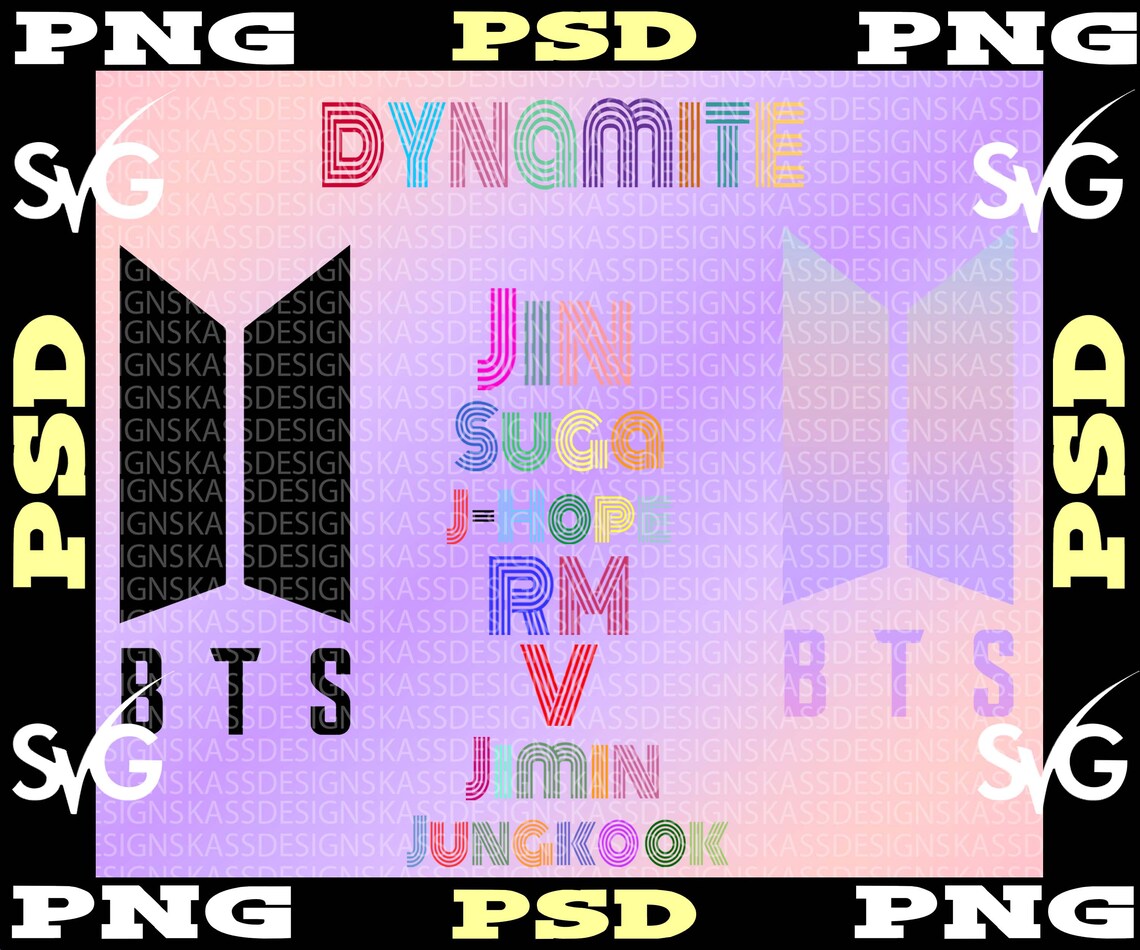 BTS Dynamite Sublimation Psd File ,five Clipart Pack With All Member ...