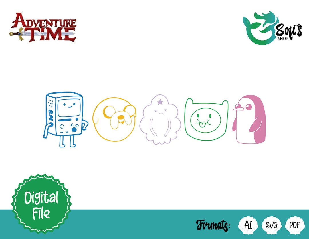 Adventure Time SVG PDF AI Digital File Cartoon Show - Etsy