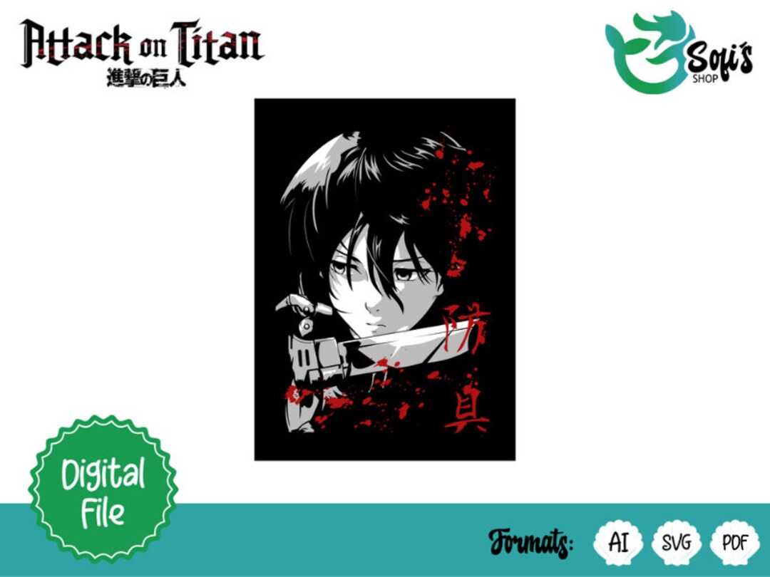 Attack on Titan Mikasa SVG PDF AI Digital File Anime - Etsy