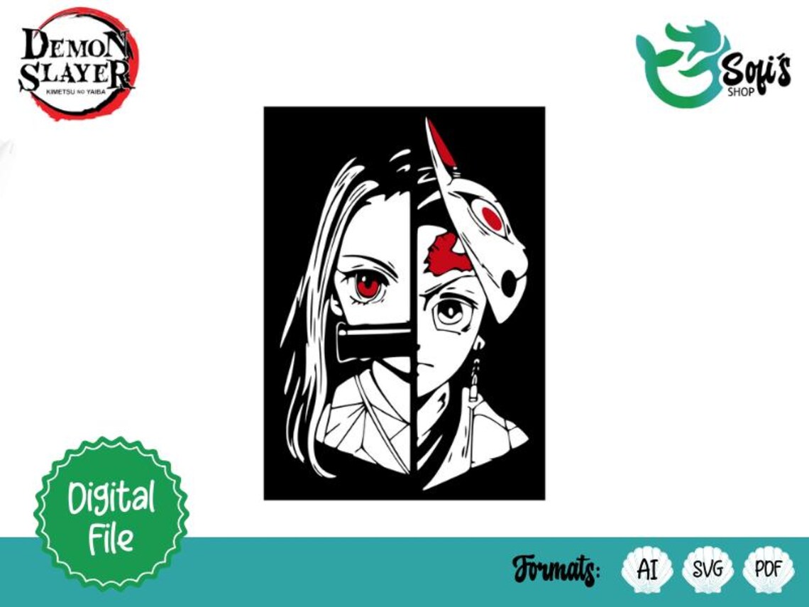 Demon Slayer Tanjiro&nezuko SVG PDF AI Digital File Anime - Etsy