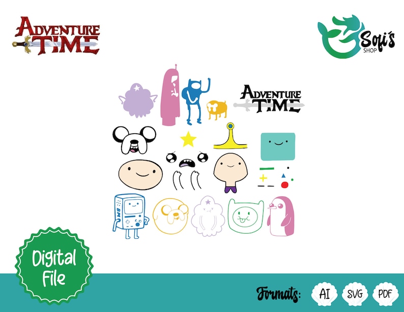 Adventure Time Bundle SVG PDF AI Digital File Cartoon Show - Etsy Australia