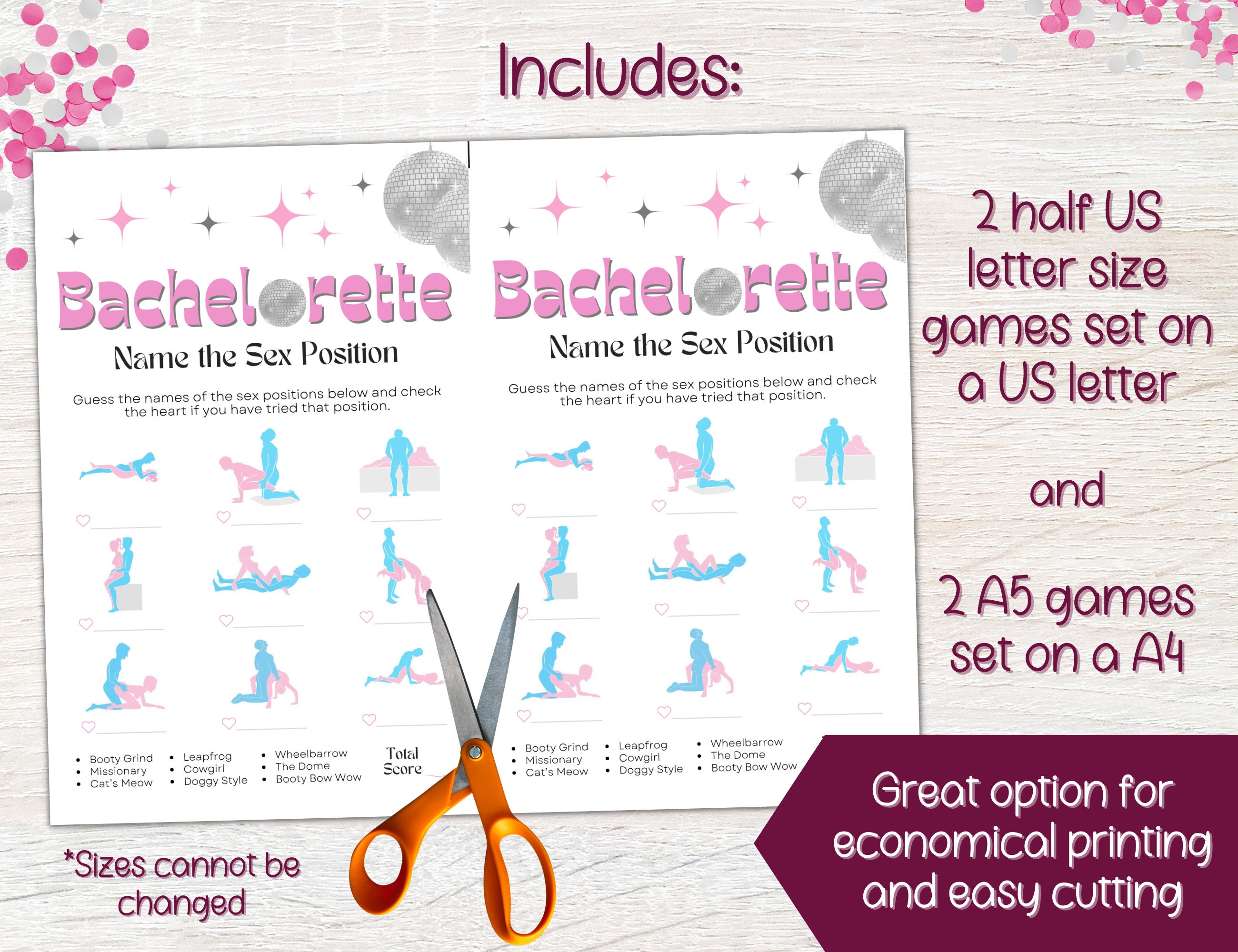 Bachelorette Party Game, Guess the Sex Positions Game, Dirty Hen Party ...