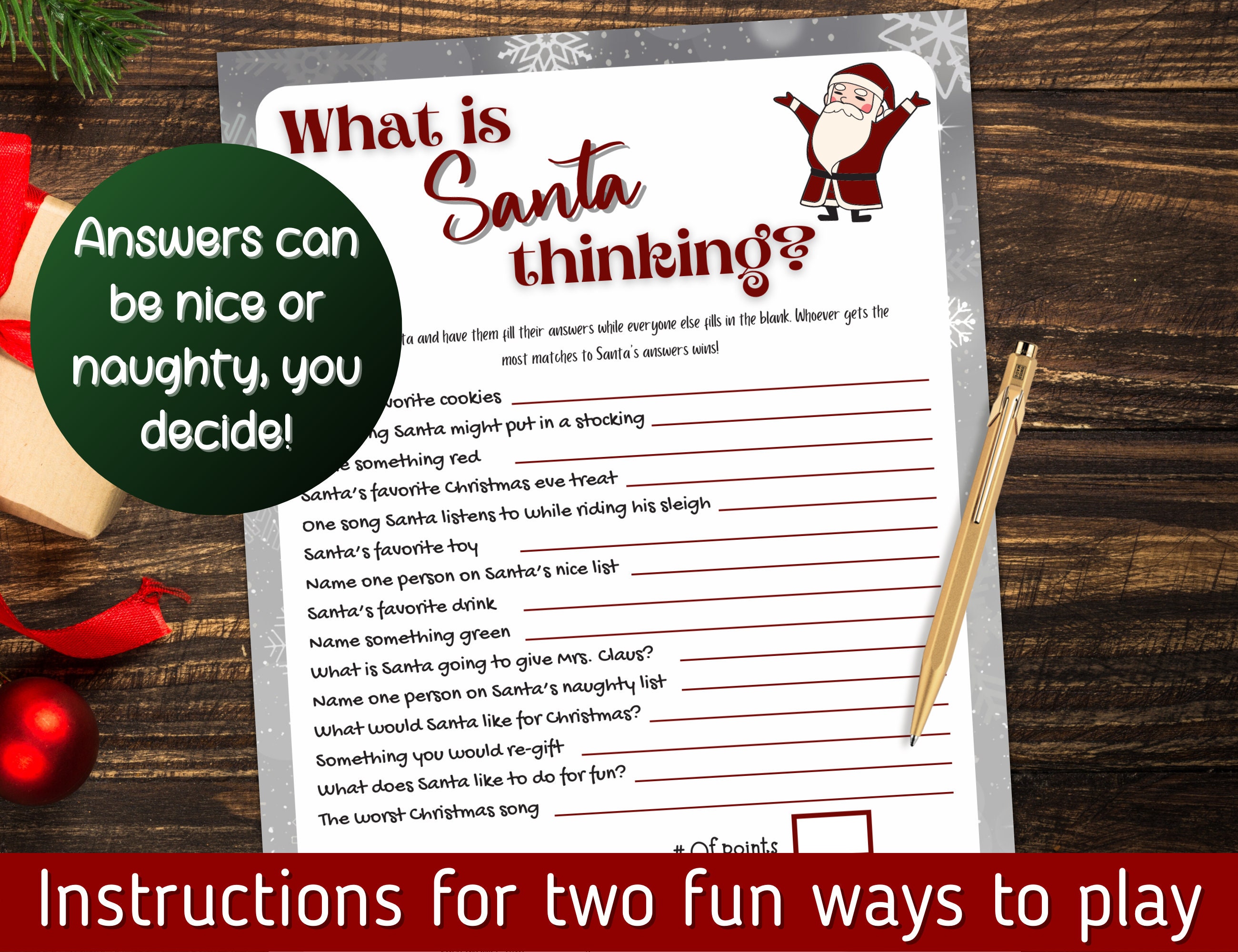 What is Santa Thinking Game, Christmas Game for Adults, Holiday Party ...