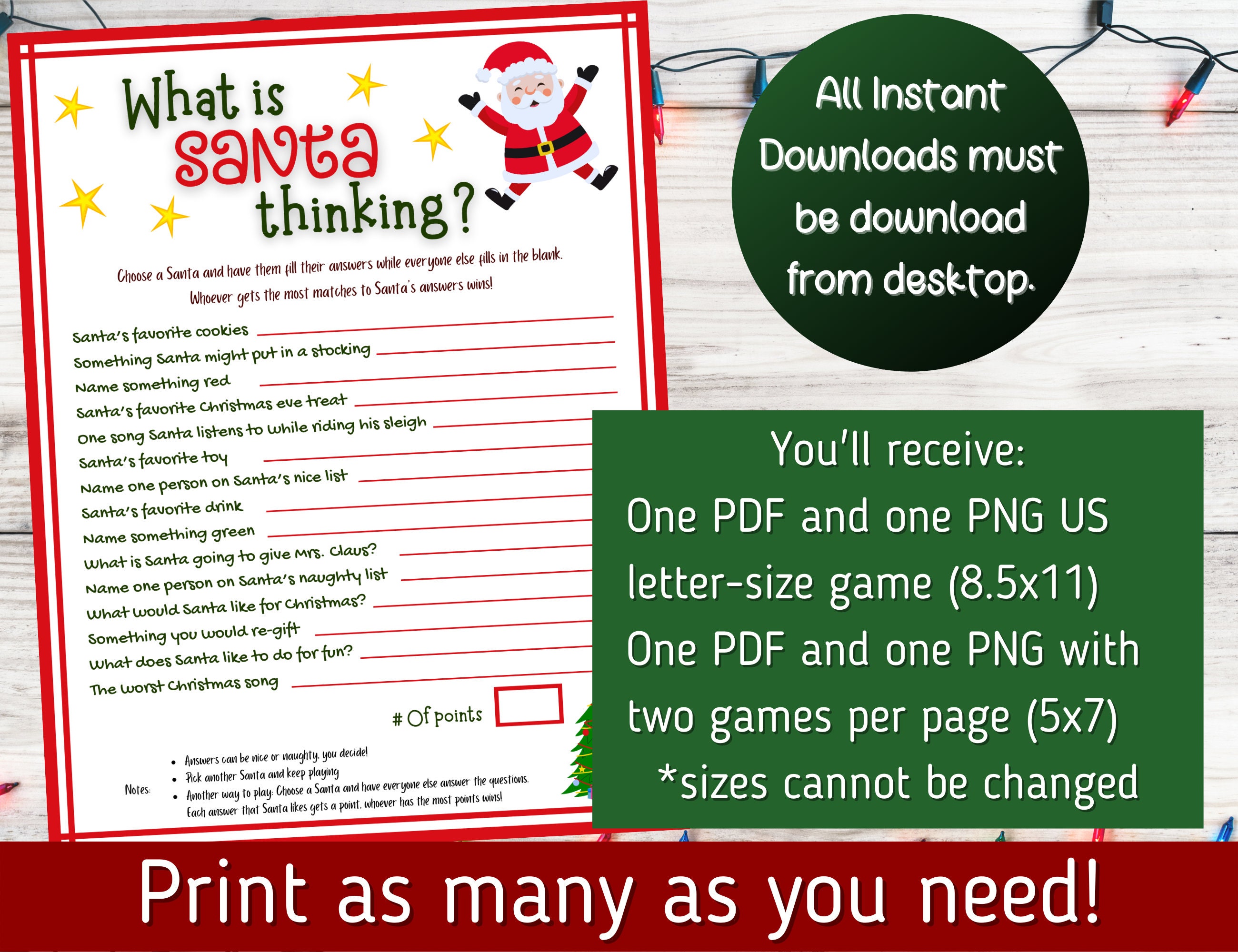 What is Santa Thinking Game, Christmas Game for Adults, Holiday Party ...