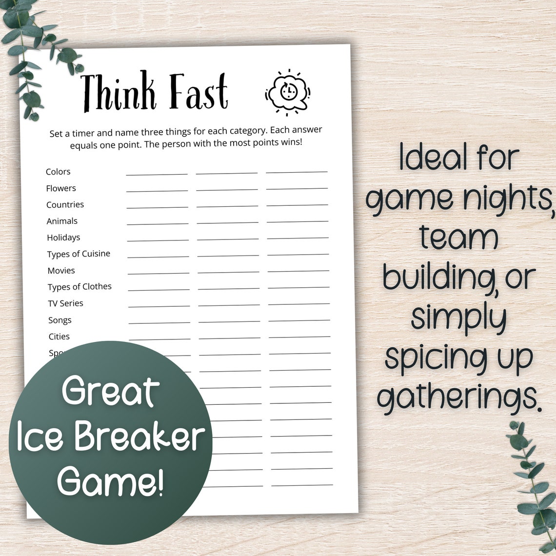 Think Fast Game | Ice Breaker Game | Office Party Game | Adult Party ...